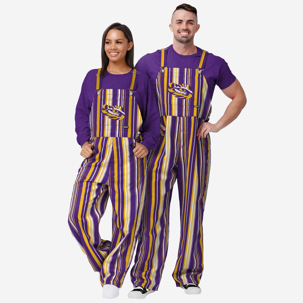 LSU Tigers Mens Hyper Stripe Bib Overalls FOCO