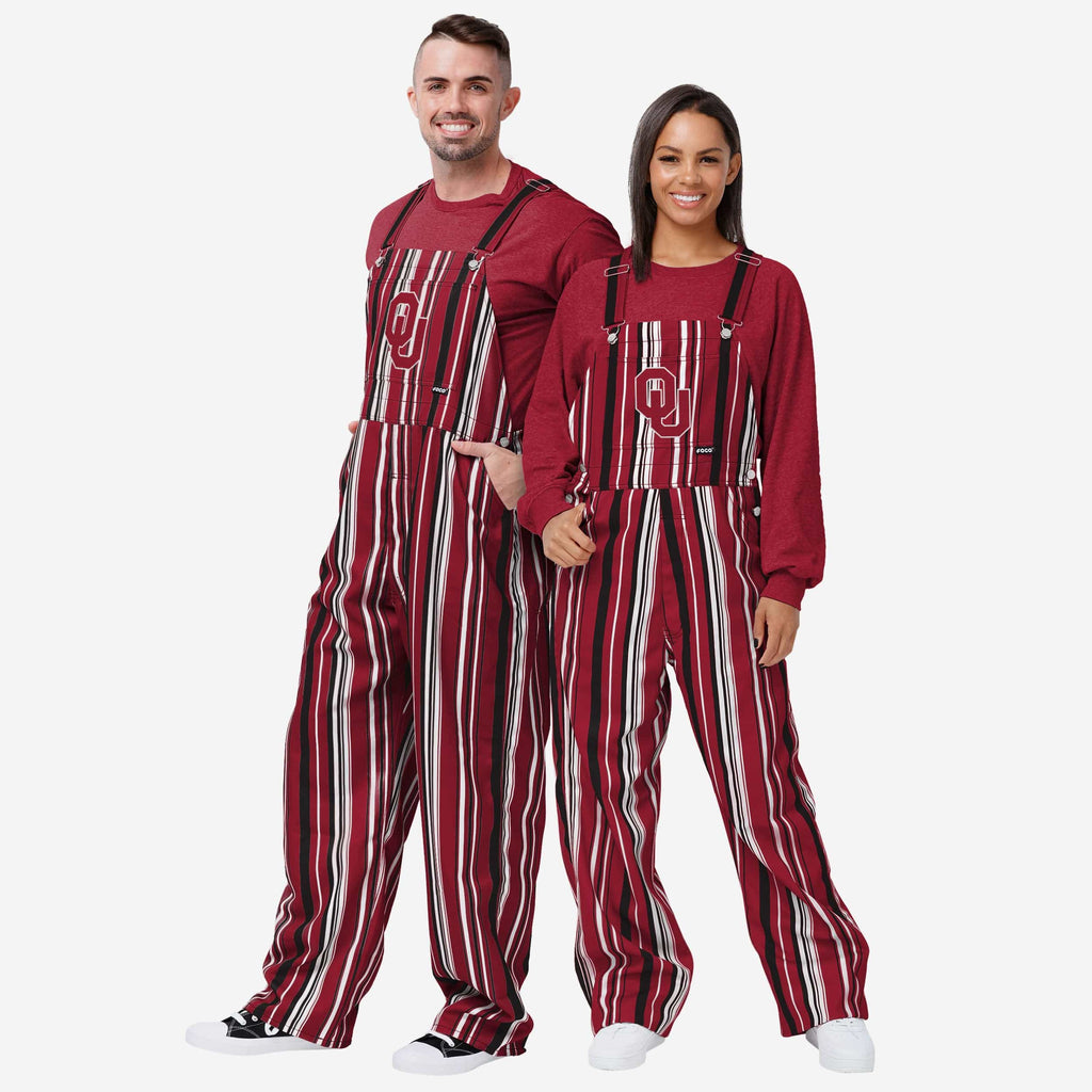 Oklahoma Sooners Mens Hyper Stripe Bib Overalls FOCO