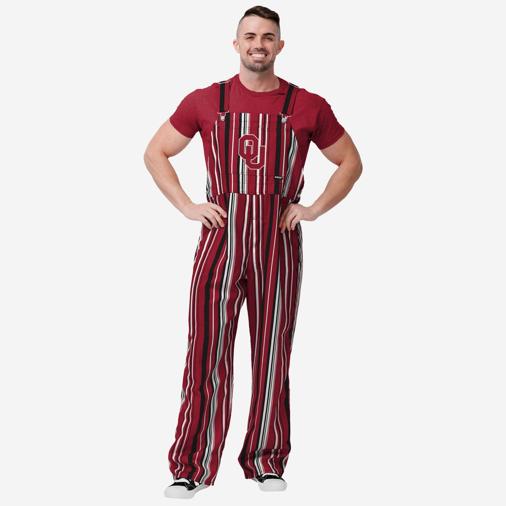 Oklahoma Sooners Mens Hyper Stripe Bib Overalls FOCO