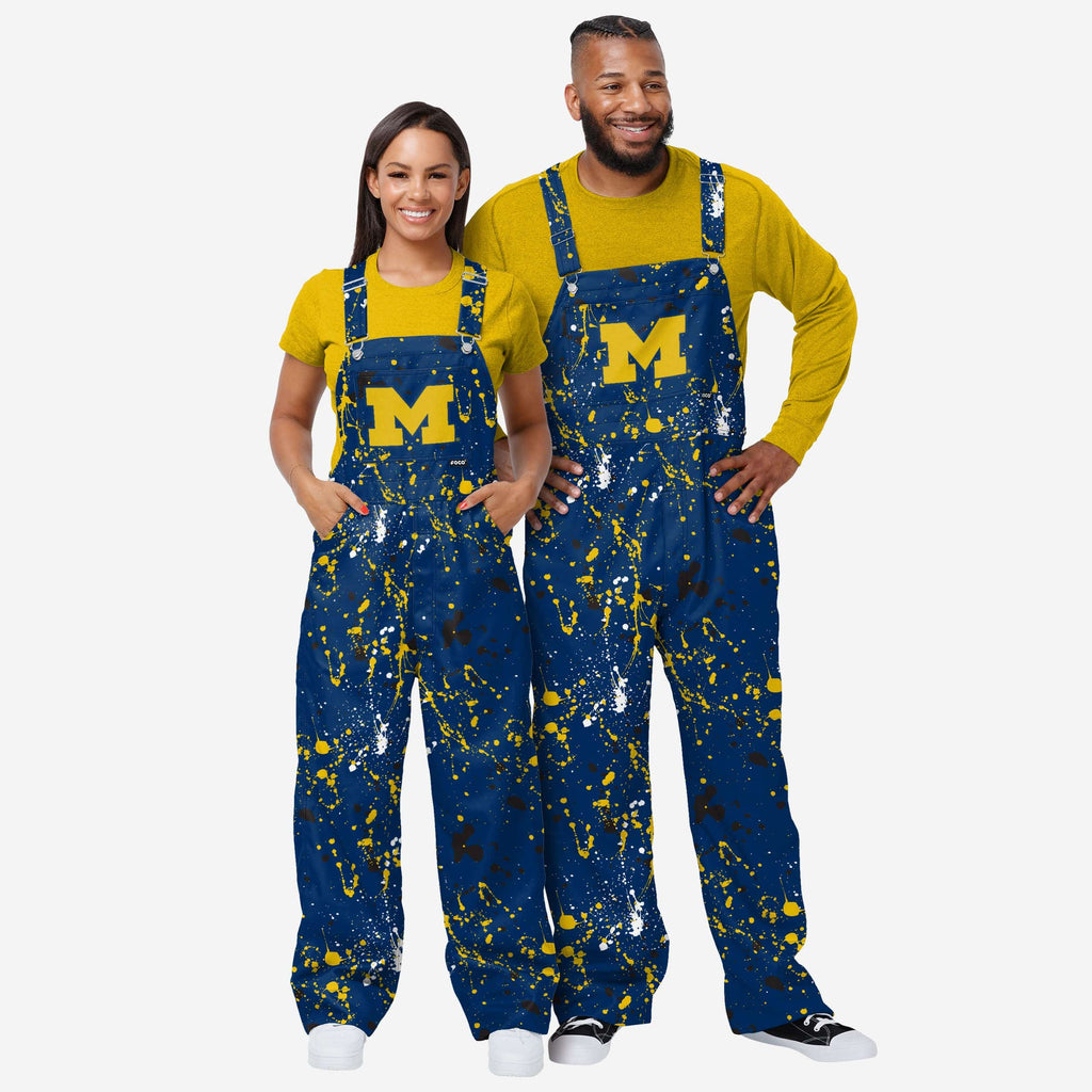 Michigan Wolverines Mens Paint Splatter Bib Overalls FOCO
