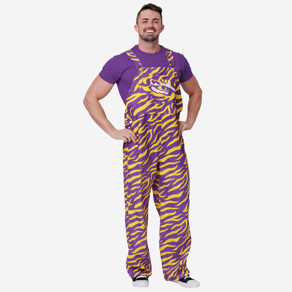LSU Tigers Mens Tiger Stripe Thematic Bib Overalls FOCO