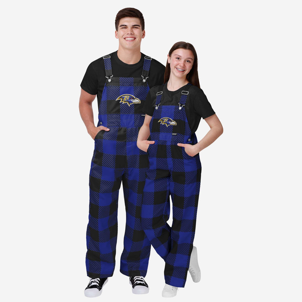 Baltimore Ravens Youth Plaid Bib Overalls FOCO