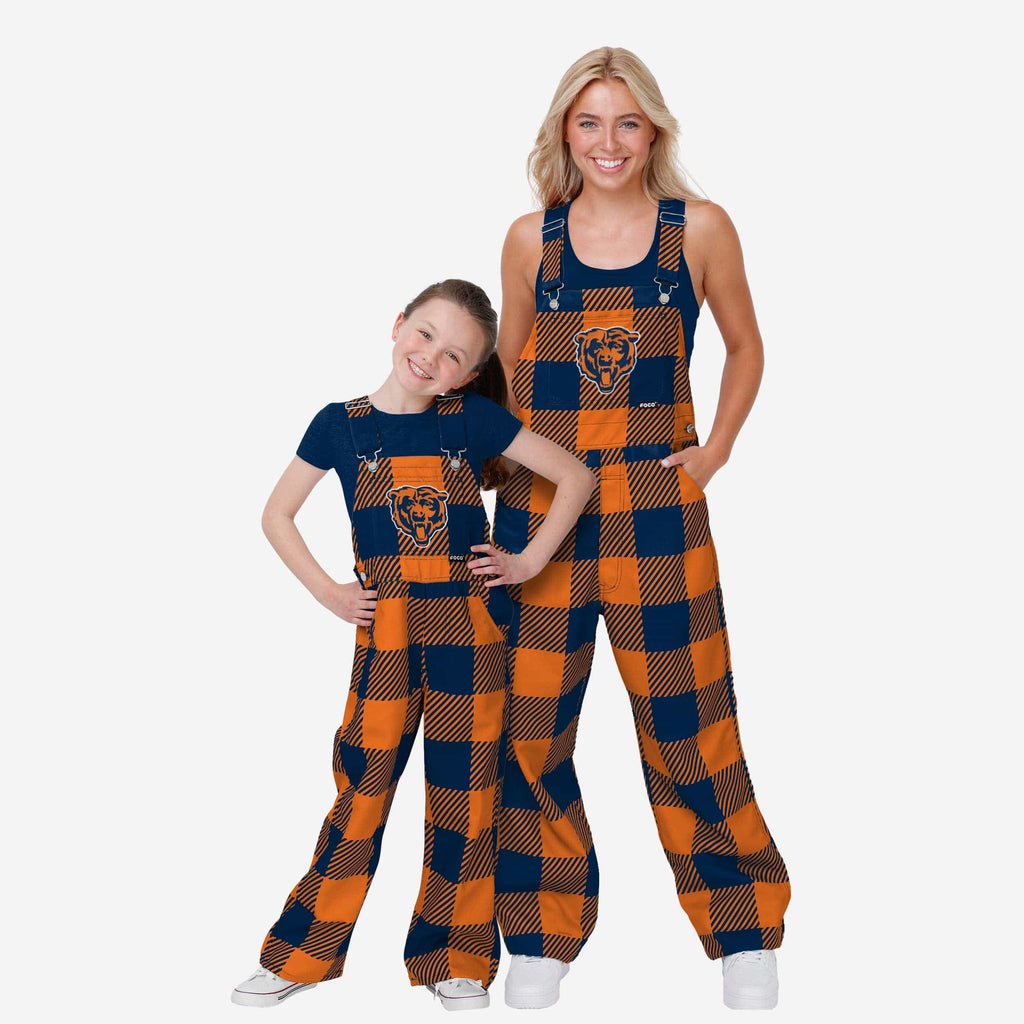 Chicago Bears Youth Plaid Bib Overalls FOCO