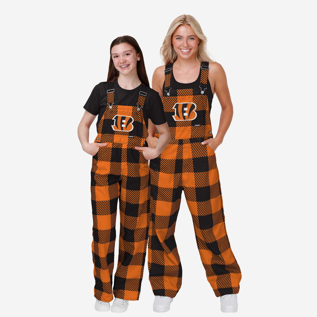 Cincinnati Bengals Youth Plaid Bib Overalls FOCO