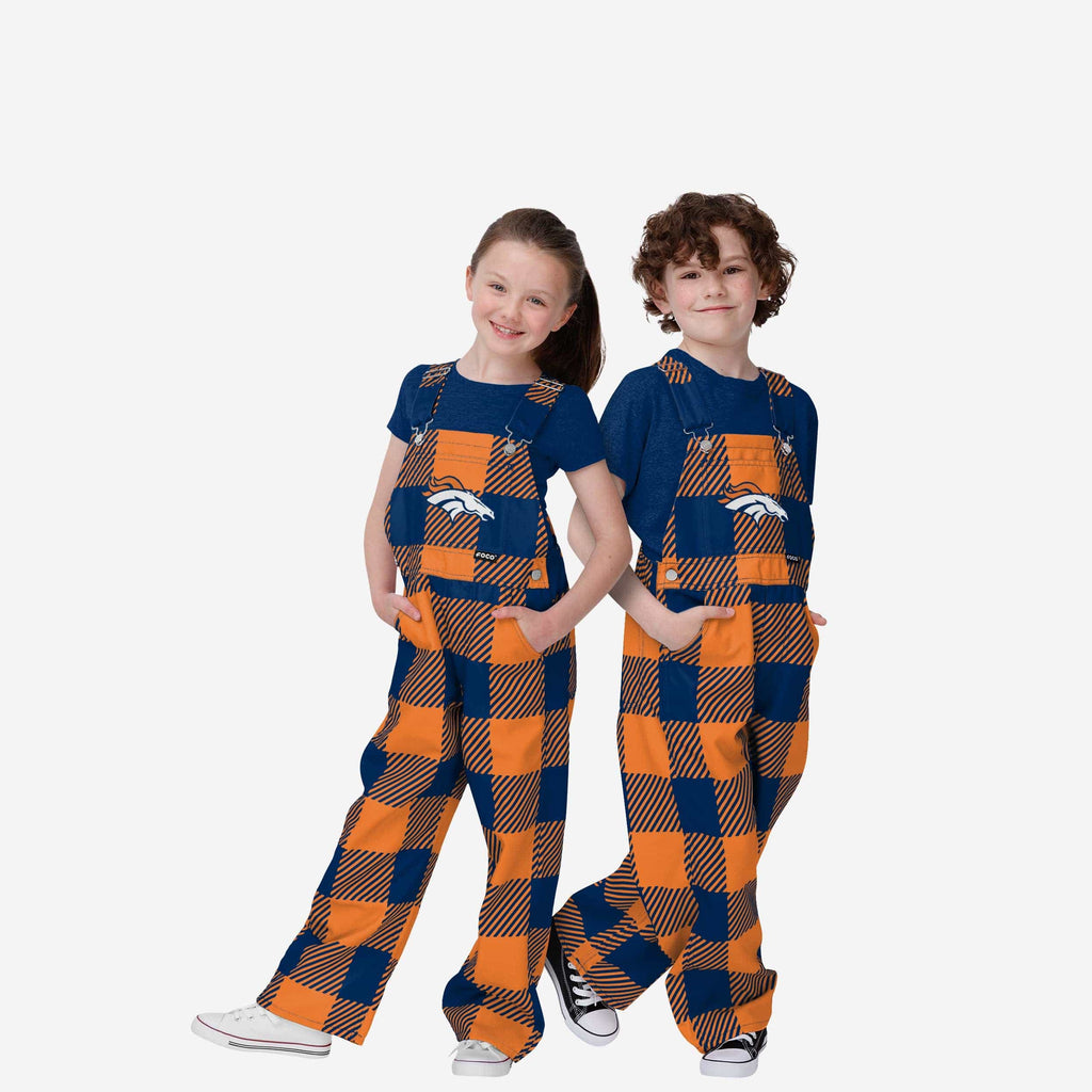 Denver Broncos Youth Plaid Bib Overalls FOCO