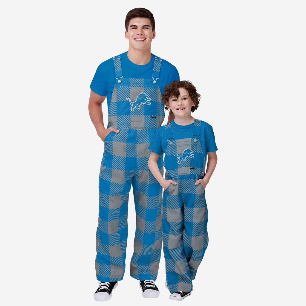 Detroit Lions Youth Plaid Bib Overalls FOCO
