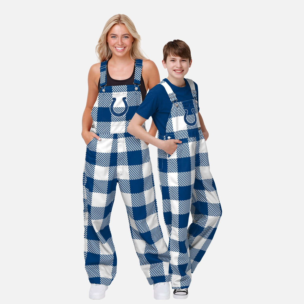 Indianapolis Colts Buffalo Youth Plaid Bib Overalls FOCO