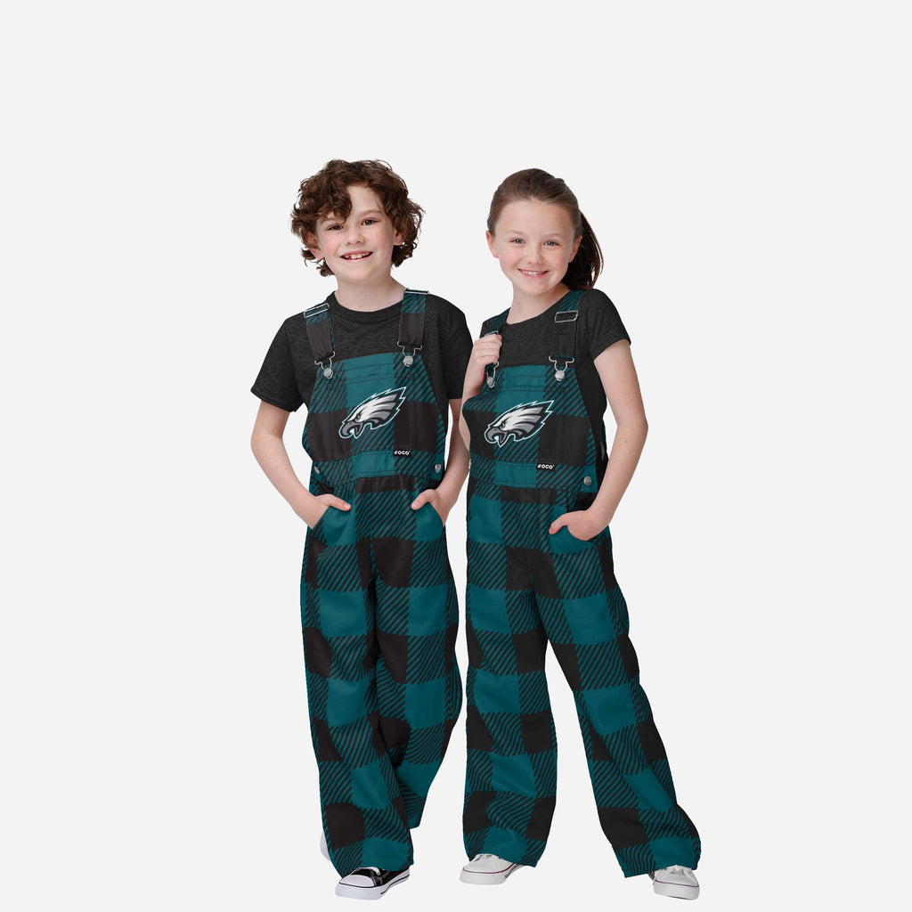 Philadelphia Eagles Youth Plaid Bib Overalls FOCO