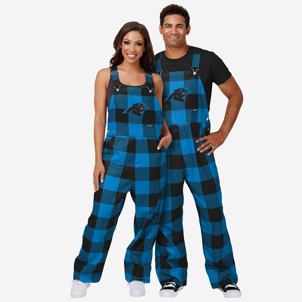 Carolina Panthers Mens Plaid Bib Overalls FOCO