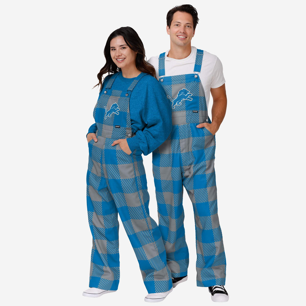 Detroit Lions Mens Plaid Bib Overalls FOCO
