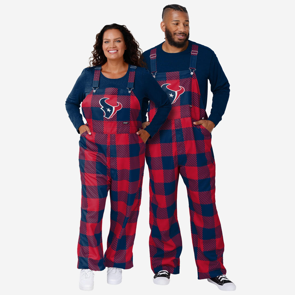 Houston Texans Mens Plaid Bib Overalls FOCO