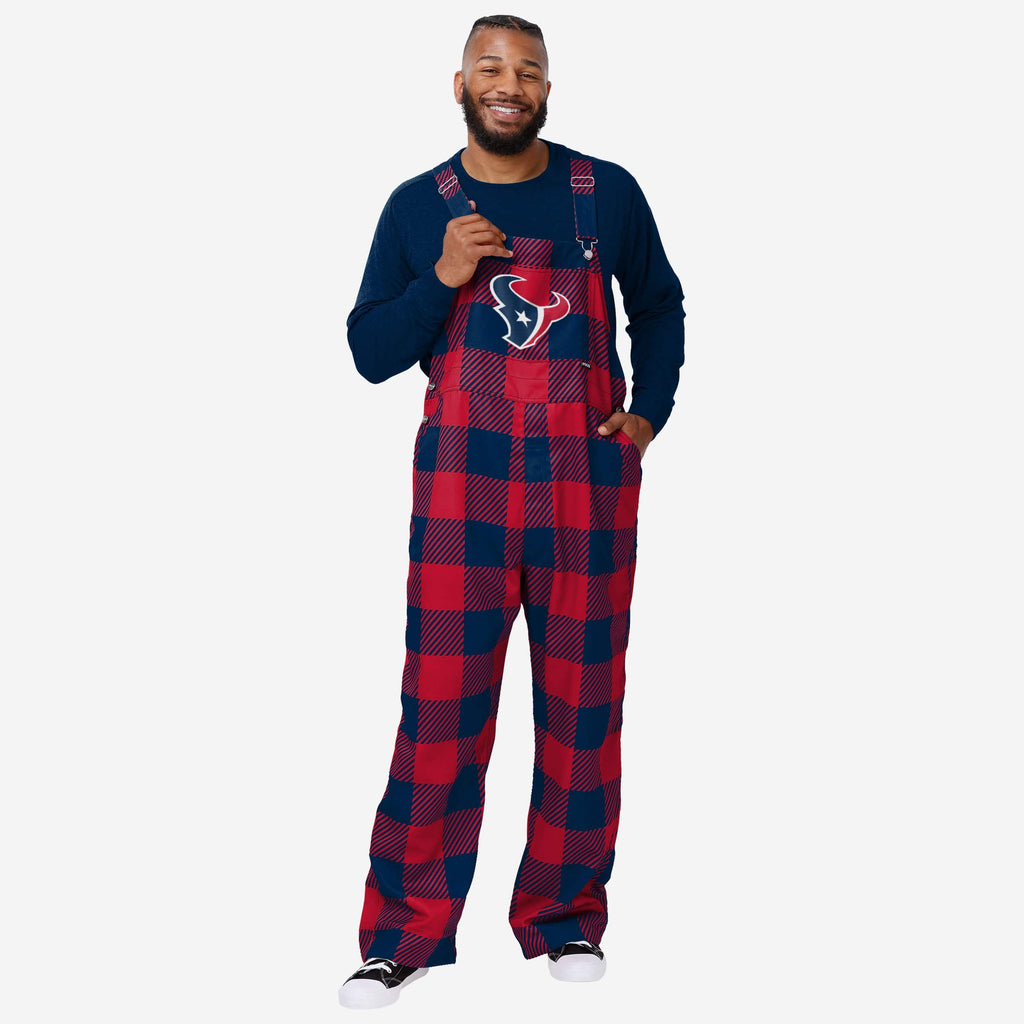 Houston Texans Mens Plaid Bib Overalls FOCO