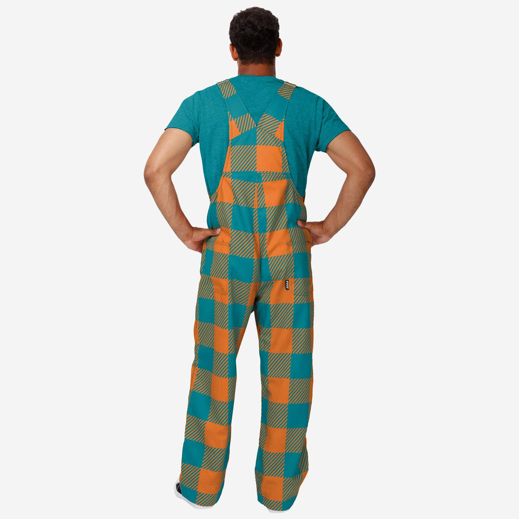 Miami Dolphins Mens Plaid Bib Overalls FOCO