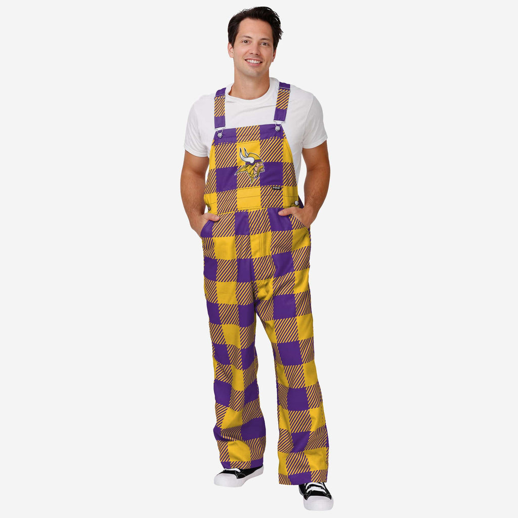 Minnesota Vikings Mens Plaid Bib Overalls FOCO