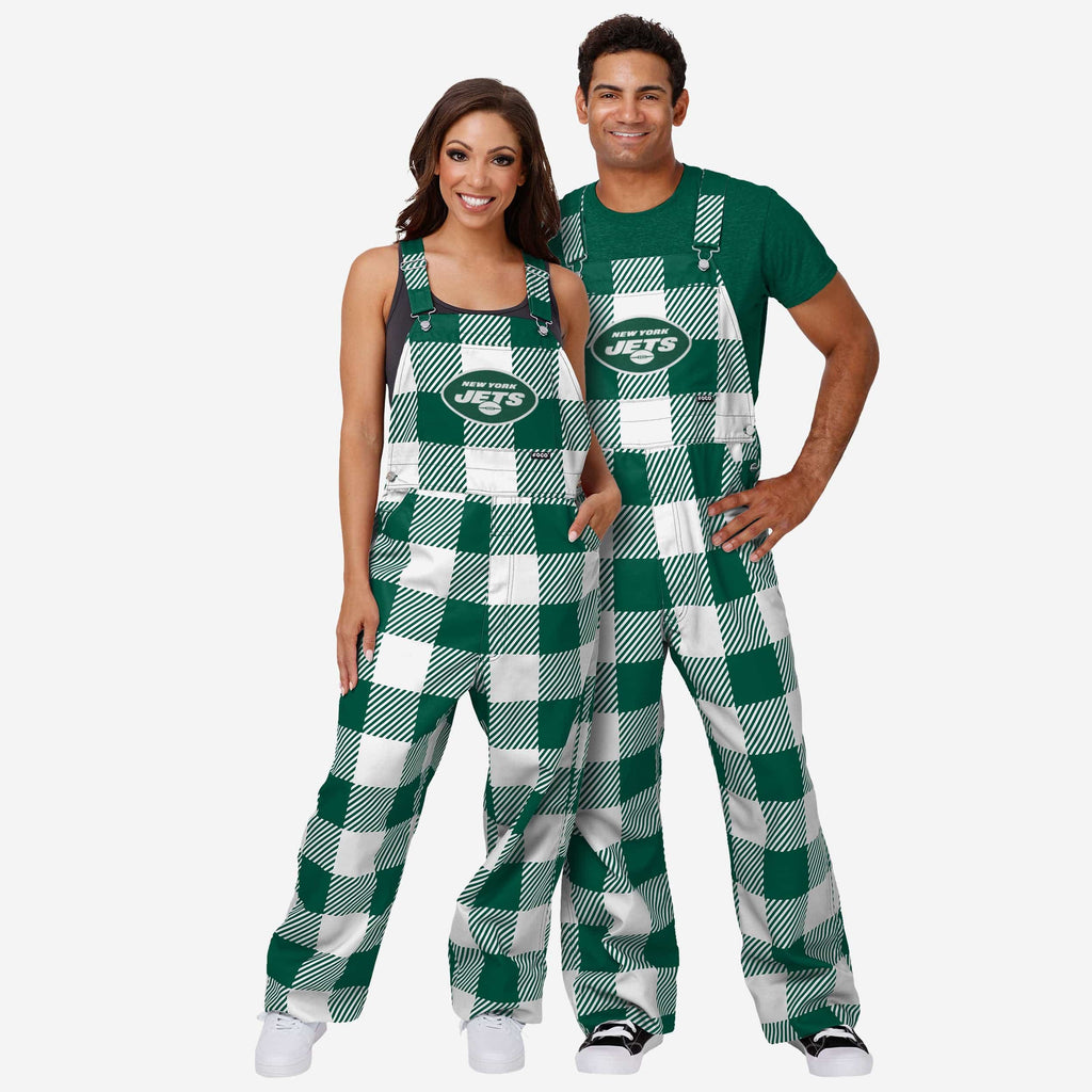 New York Jets Mens Plaid Bib Overalls FOCO