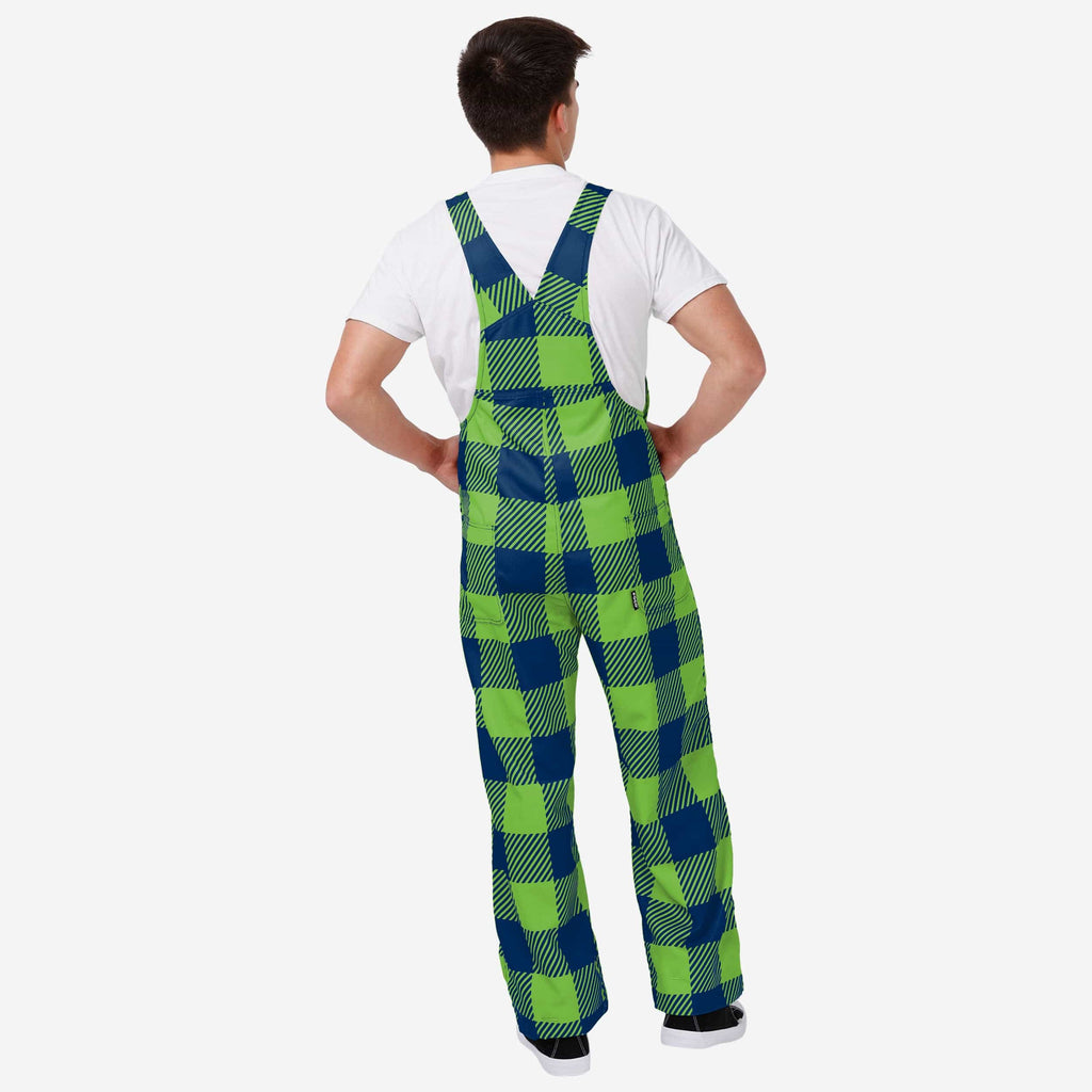 Seattle Seahawks Mens Plaid Bib Overalls FOCO