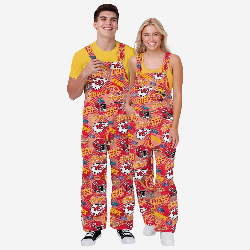 Kansas City Chiefs Mens Historic Print Bib Overalls FOCO