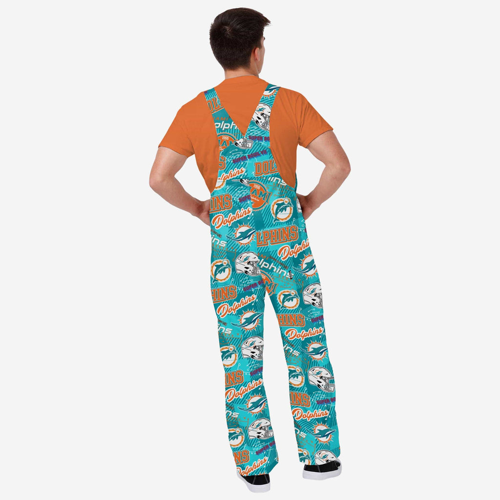 Miami Dolphins Mens Historic Print Bib Overalls FOCO