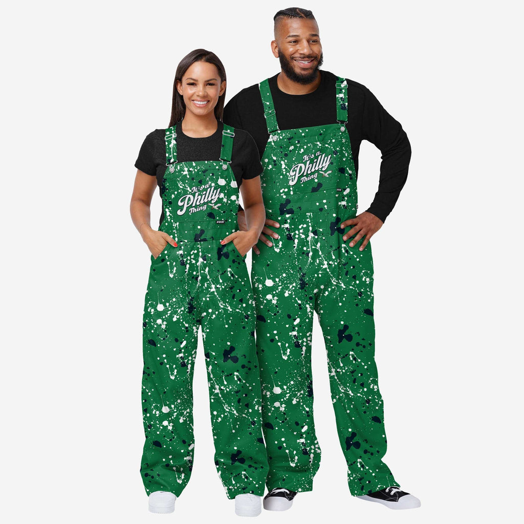Philadelphia Eagles Mens Kelly Green Paint Splatter Bib Overalls FOCO