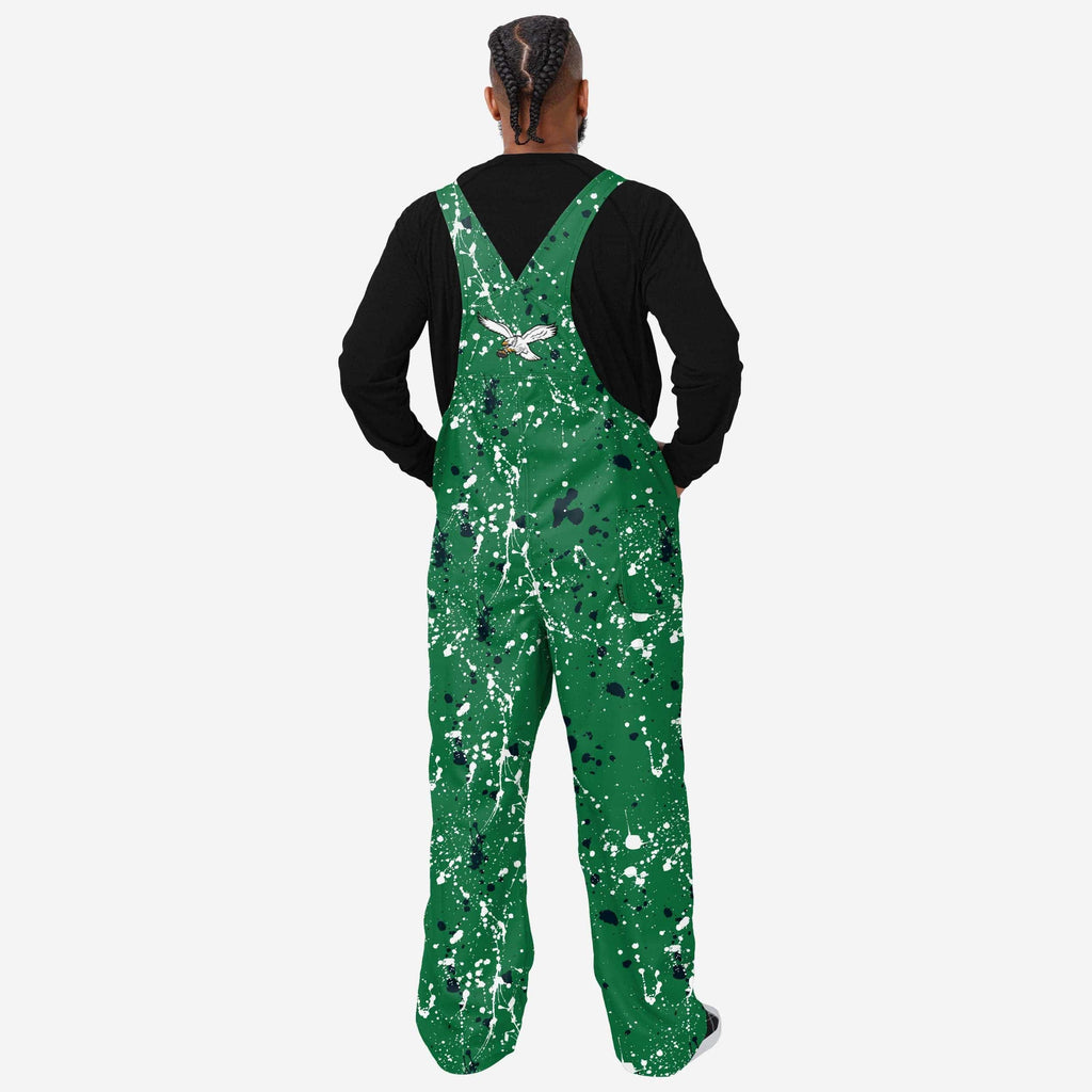 Philadelphia Eagles Mens Kelly Green Paint Splatter Bib Overalls FOCO