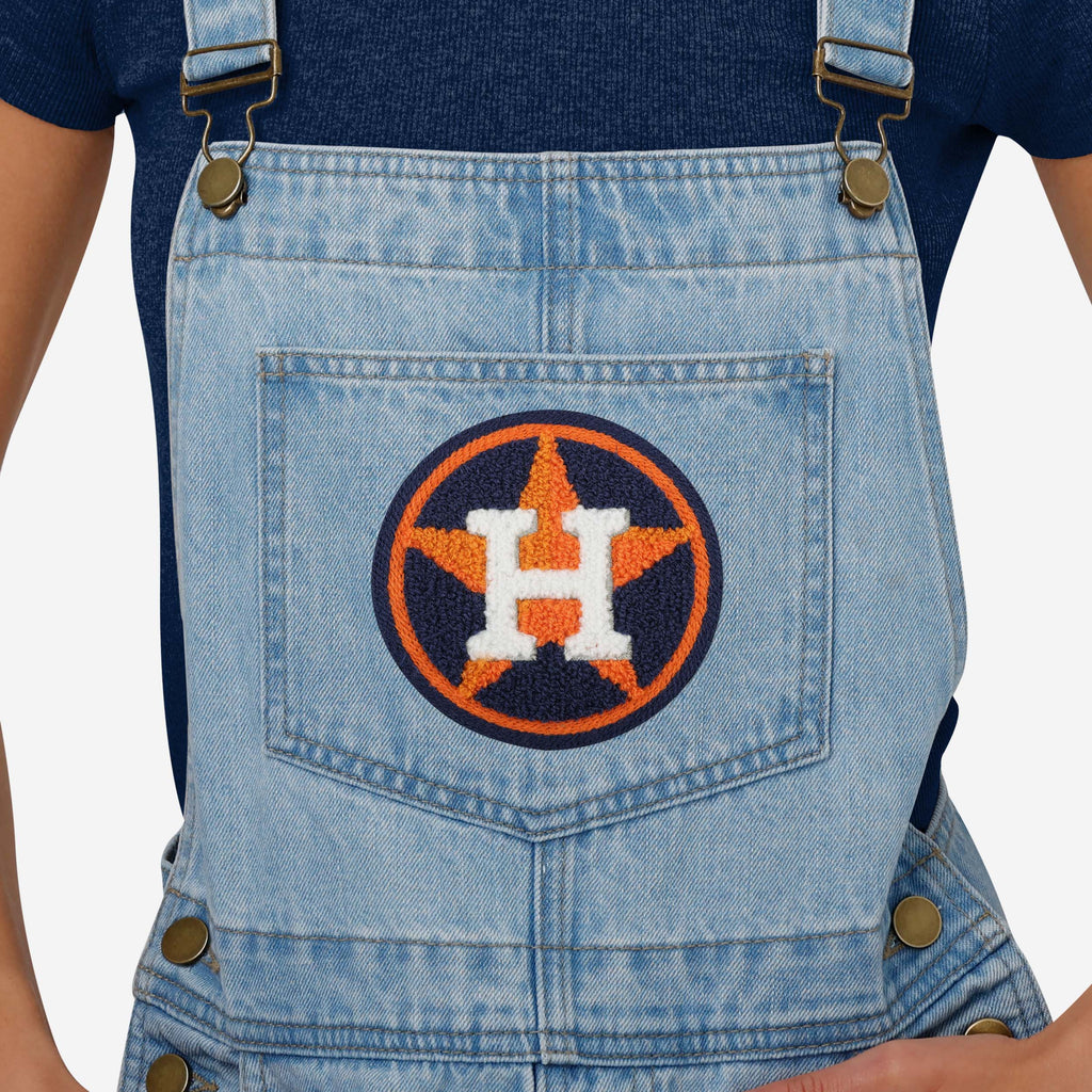 Houston Astros Womens Big Logo Denim Bib Shortalls FOCO