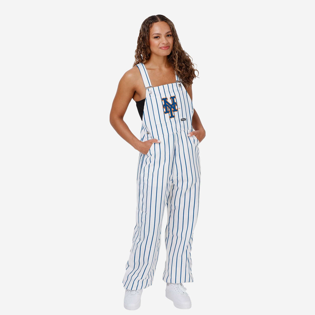 New York Mets Womens Pinstripe Bib Overalls FOCO