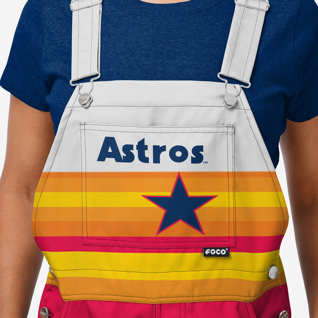 Houston Astros Womens Throwback Stripe Thematic Bib Overalls FOCO