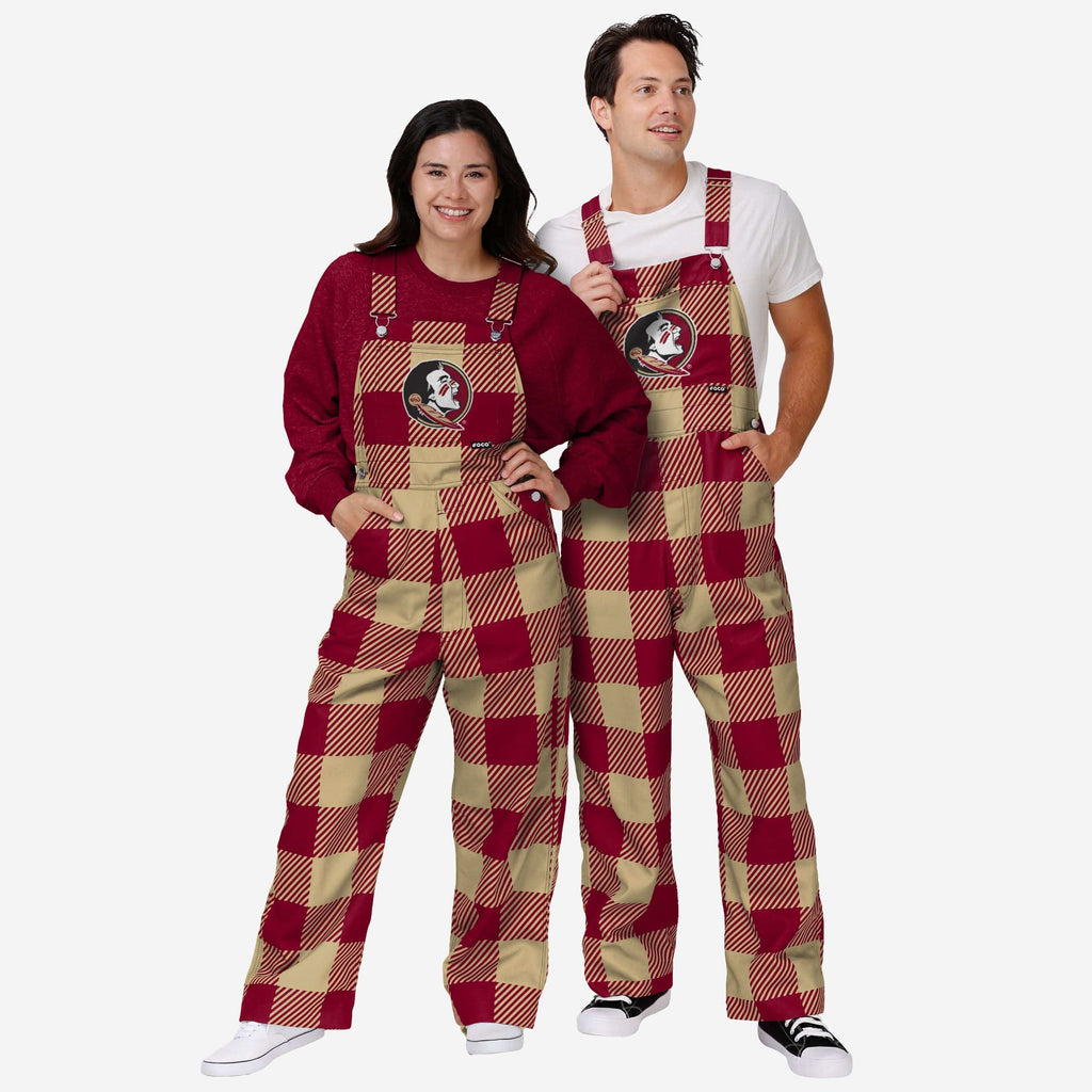Florida State Seminoles Womens Plaid Bib Overalls FOCO