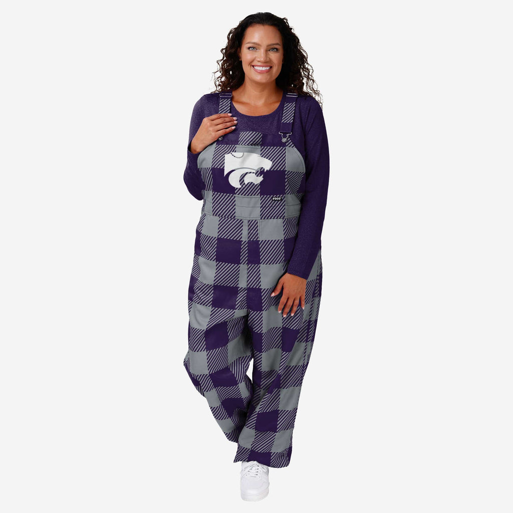 Kansas State Wildcats Womens Plaid Bib Overalls FOCO