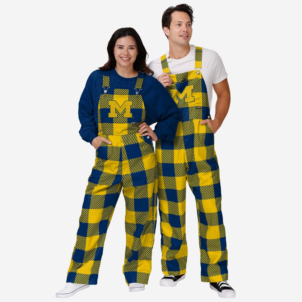 Michigan Wolverines Womens Plaid Bib Overalls FOCO