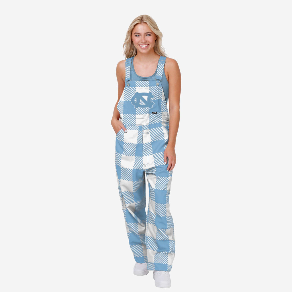 North Carolina Tar Heels Womens Plaid Bib Overalls FOCO