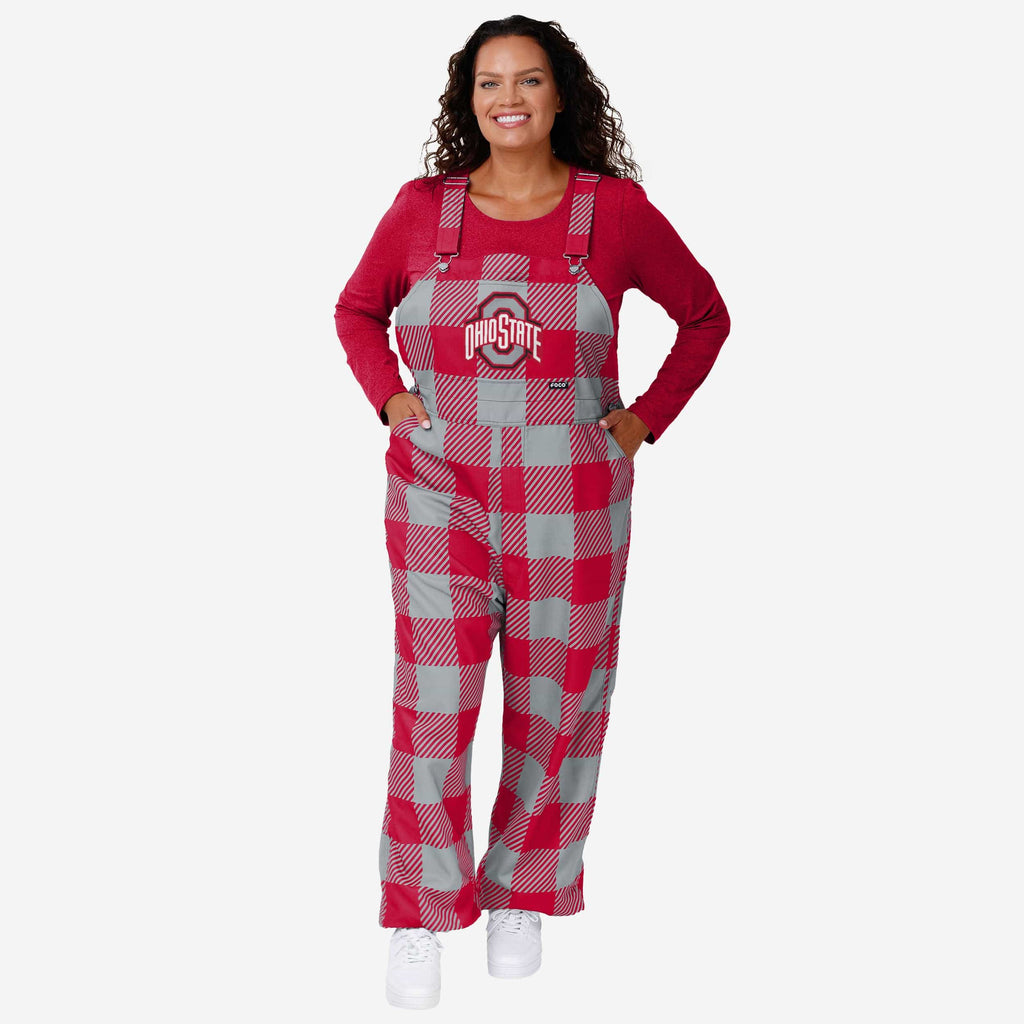 Ohio State Buckeyes Womens Plaid Bib Overalls FOCO