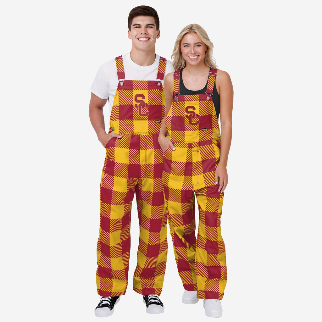 USC Trojans Womens Plaid Bib Overalls FOCO