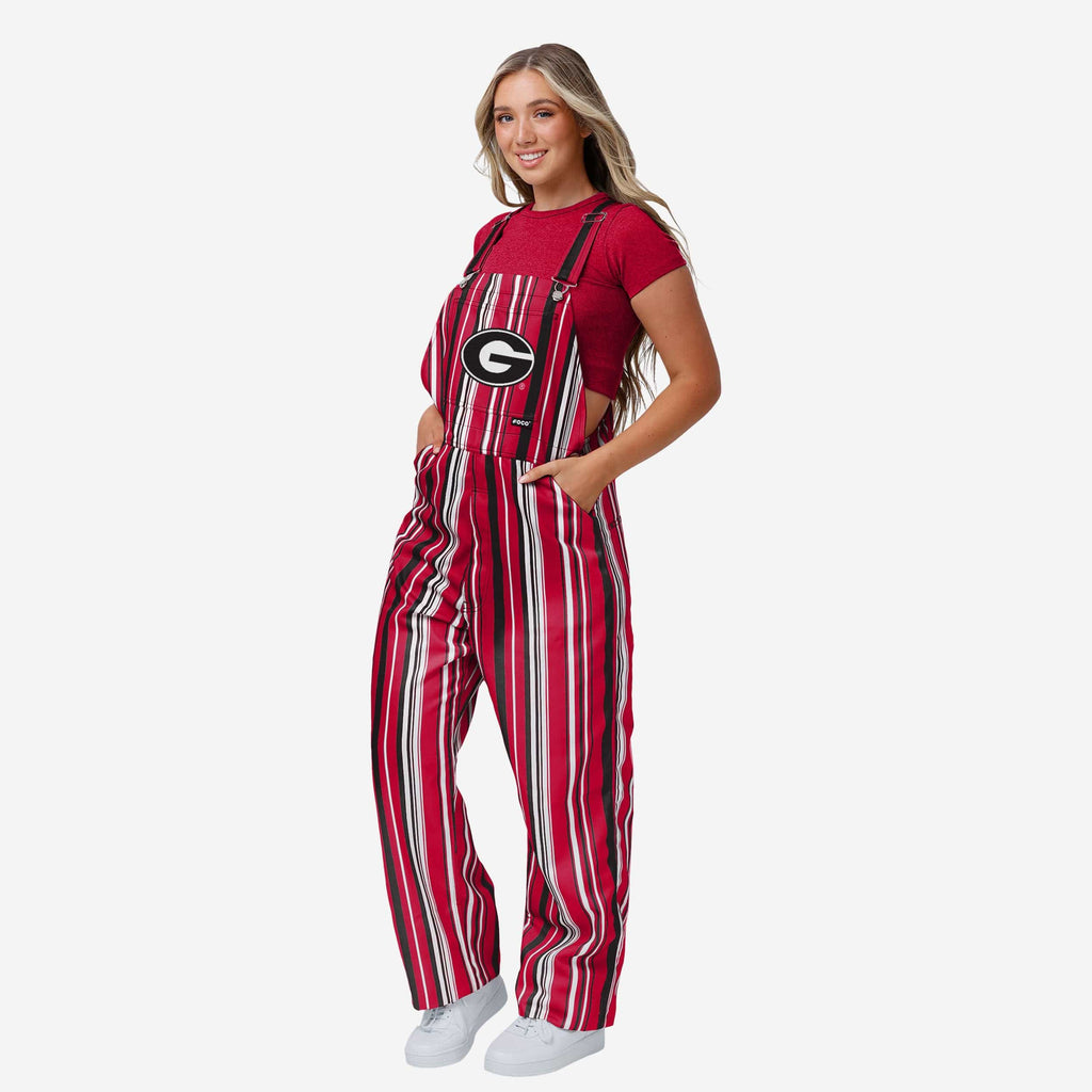 Georgia Bulldogs Womens Hyper Stripe Bib Overalls FOCO