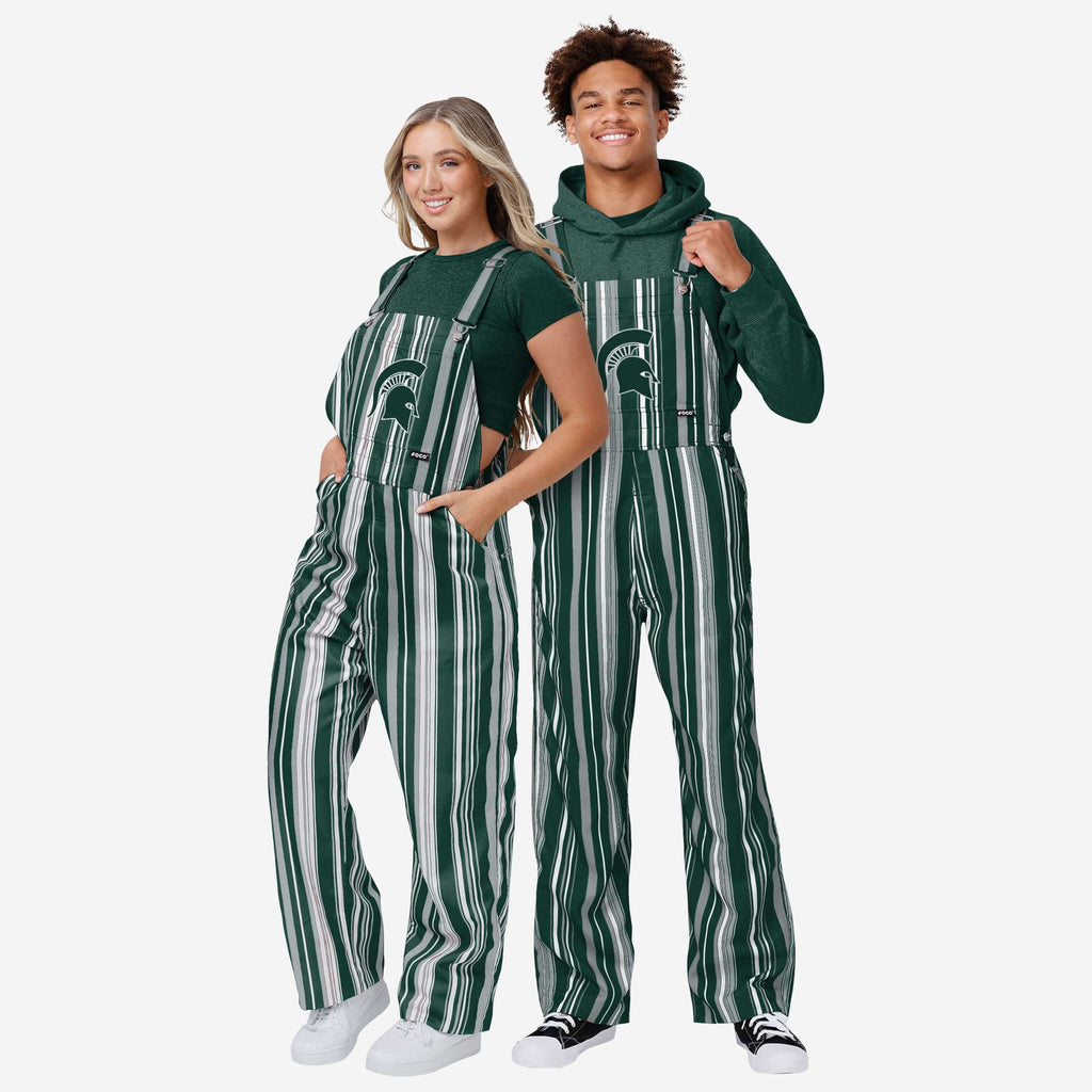 Michigan State Spartans Womens Hyper Stripe Bib Overalls FOCO