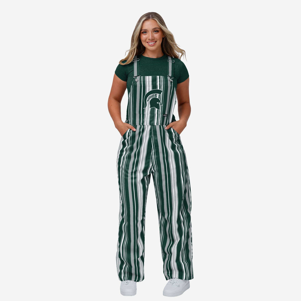 Michigan State Spartans Womens Hyper Stripe Bib Overalls FOCO