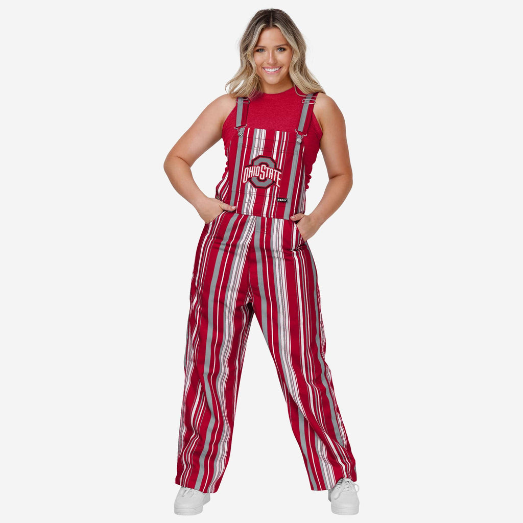 Ohio State Buckeyes Womens Hyper Stripe Bib Overalls FOCO