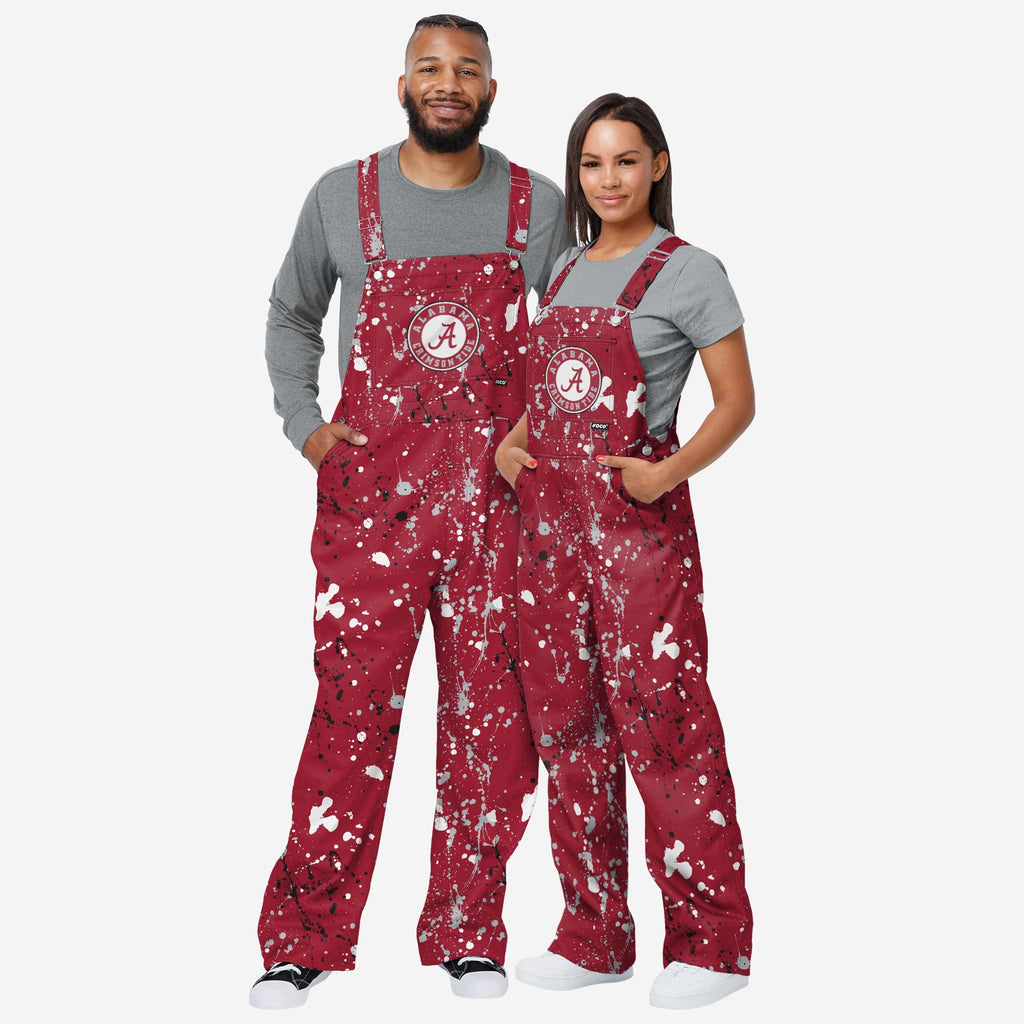 Alabama Crimson Tide Womens Paint Splatter Bib Overalls FOCO
