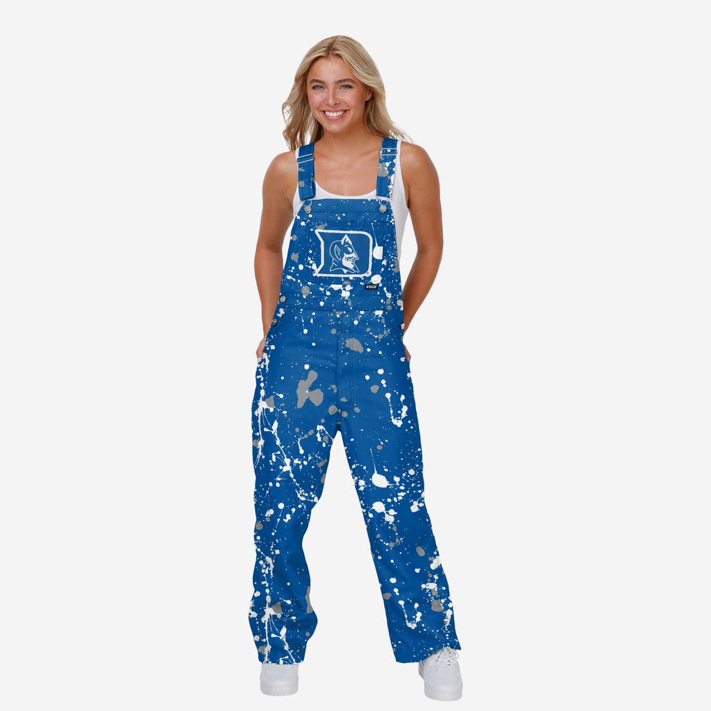 Duke Blue Devils Womens Paint Splatter Bib Overalls FOCO