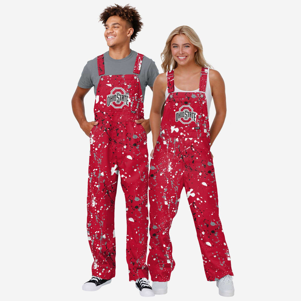 Ohio State Buckeyes Womens Paint Splatter Bib Overalls FOCO