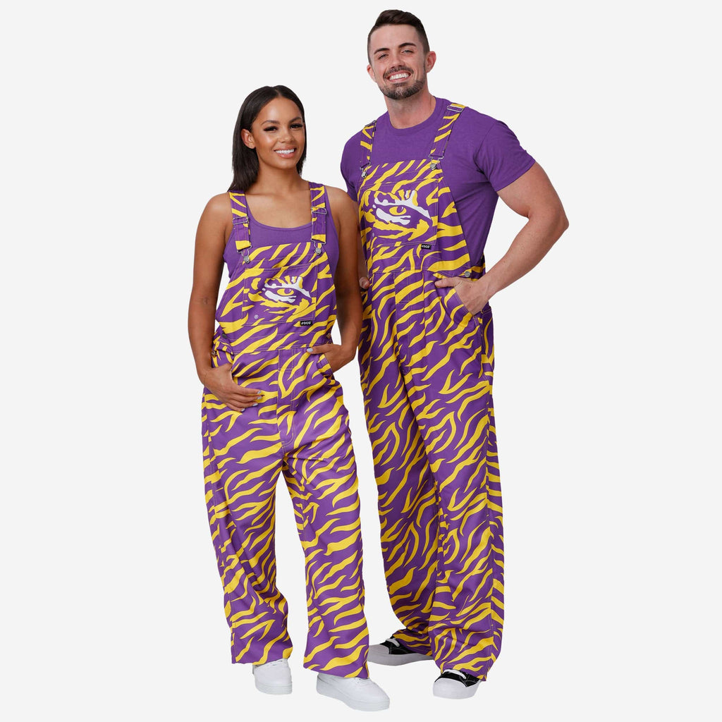 LSU Tigers Womens Tiger Stripe Thematic Bib Overalls FOCO