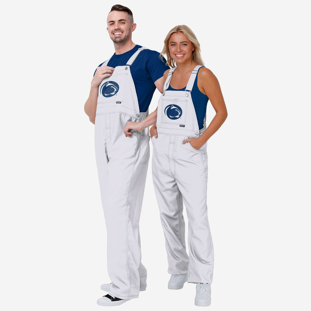 Penn State Nittany Lions Womens Solid White Thematic Bib Overalls FOCO