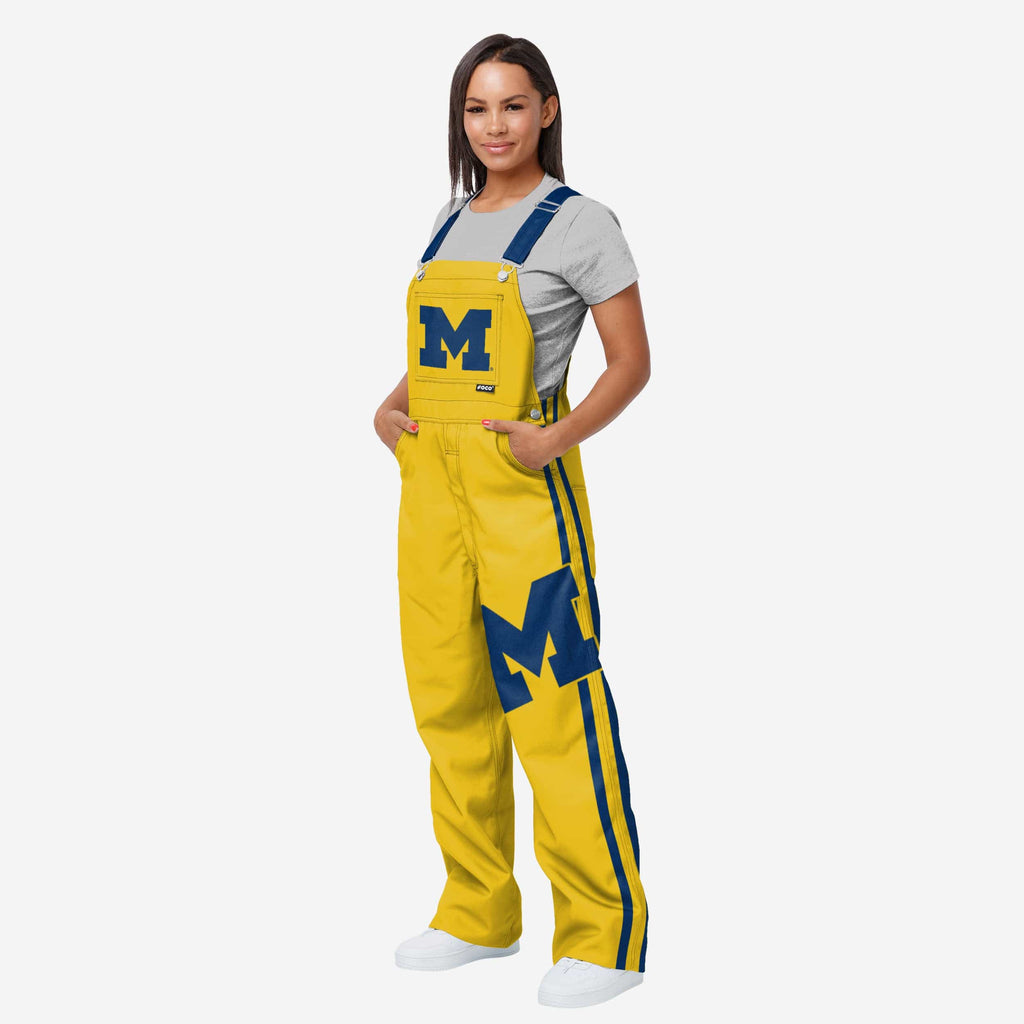 Michigan Wolverines Womens Team Stripe Bib Overalls FOCO