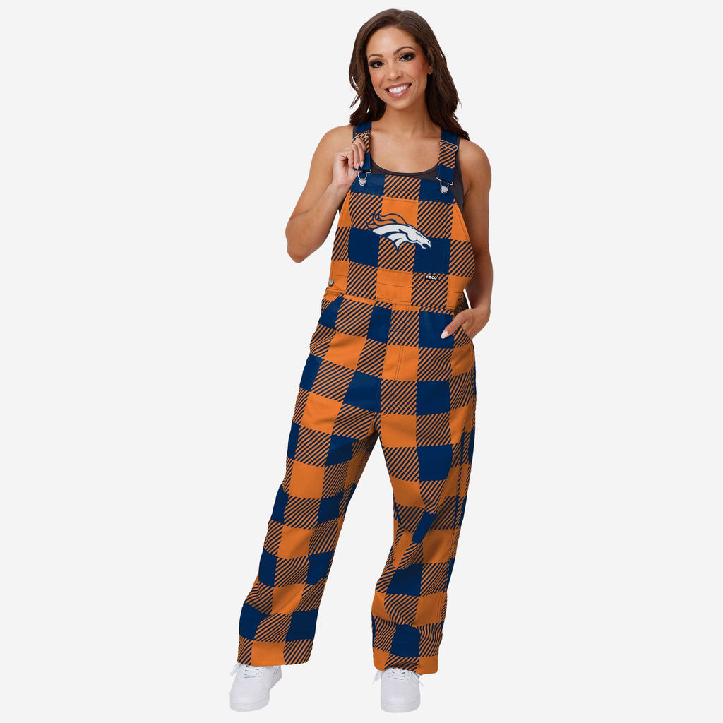 Denver Broncos Womens Plaid Bib Overalls FOCO