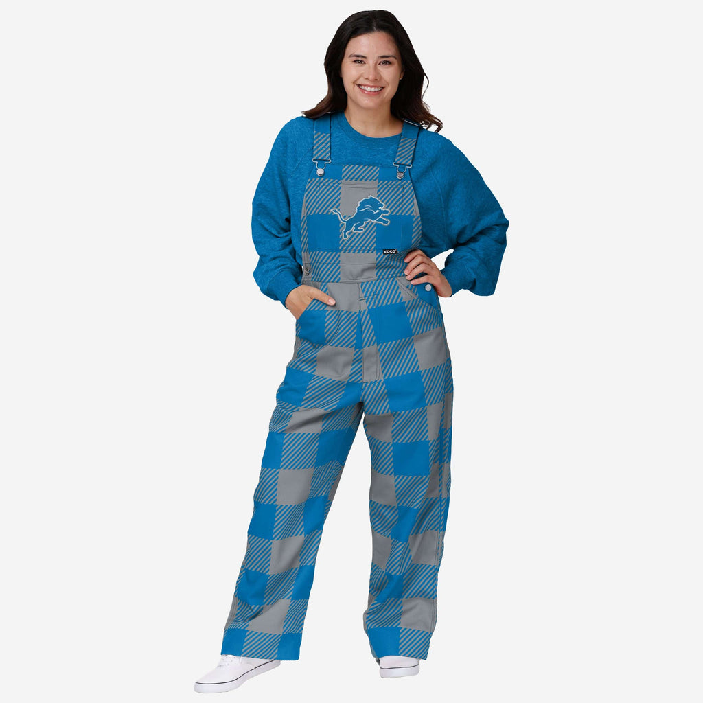 Detroit Lions Womens Plaid Bib Overalls FOCO