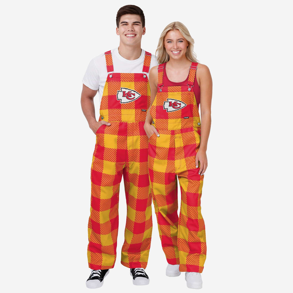 Kansas City Chiefs Womens Plaid Bib Overalls FOCO