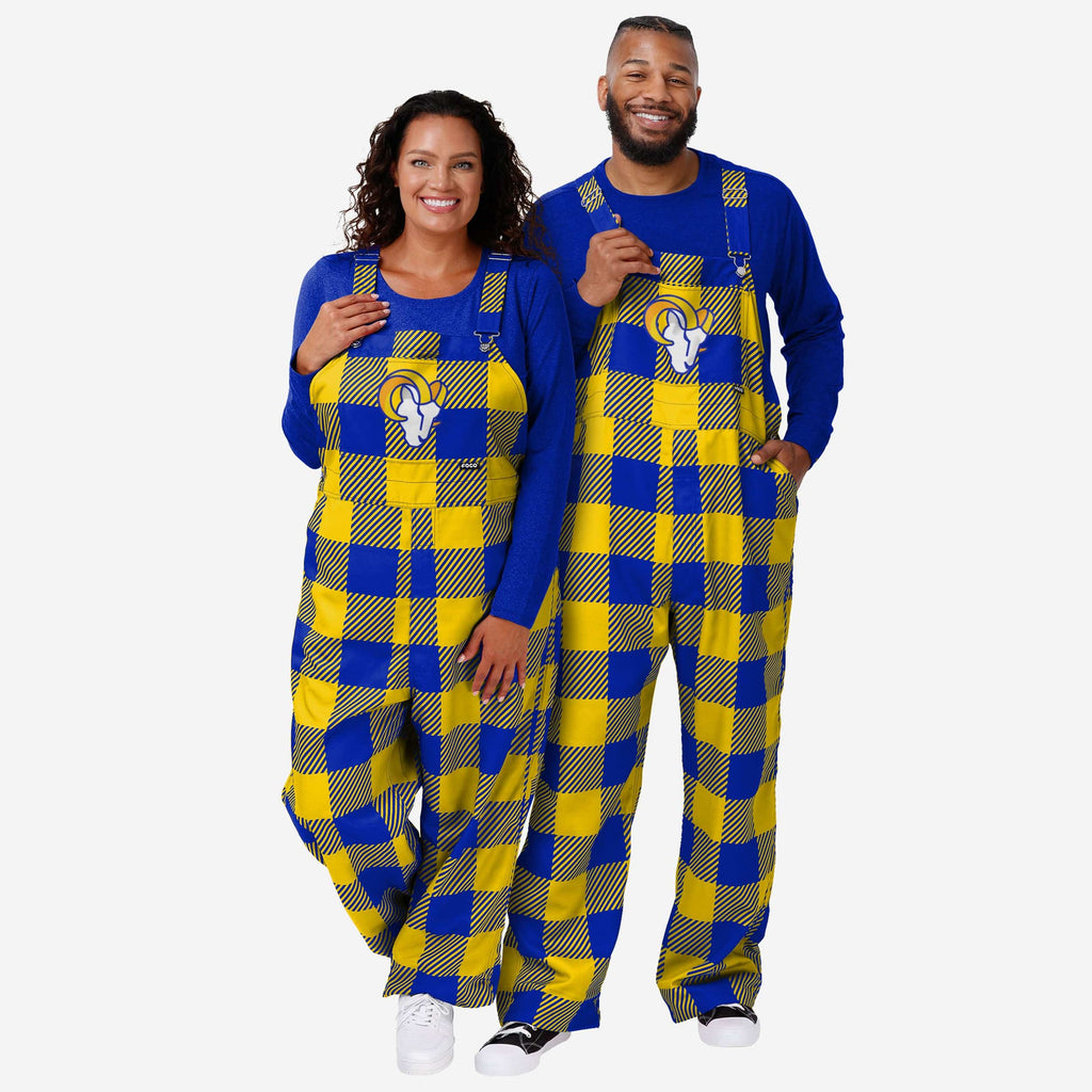 Los Angeles Rams Womens Plaid Bib Overalls FOCO
