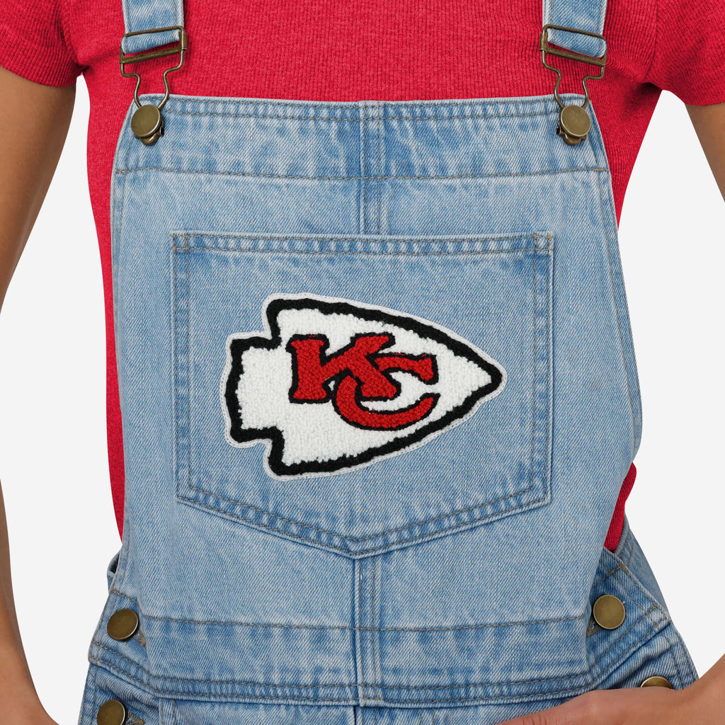 Kansas City Chiefs Womens Big Logo Denim Bib Shortalls FOCO