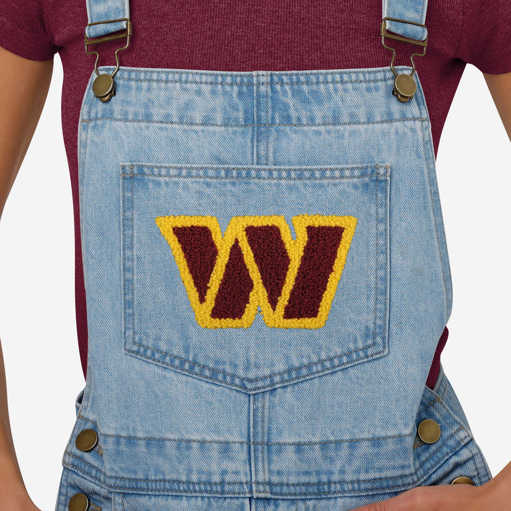 Washington Commanders Womens Big Logo Denim Bib Shortalls FOCO
