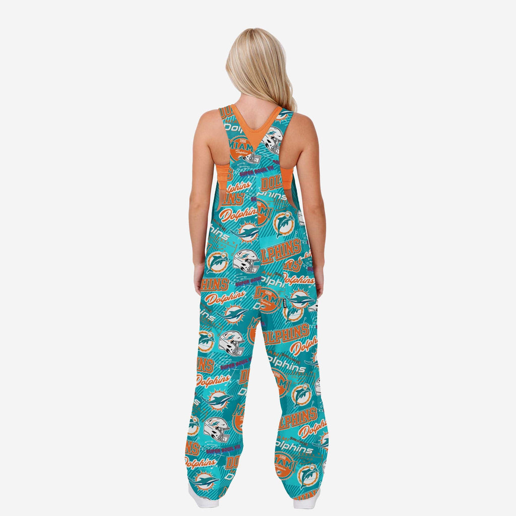 Miami Dolphins Womens Historic Print Bib Overalls FOCO